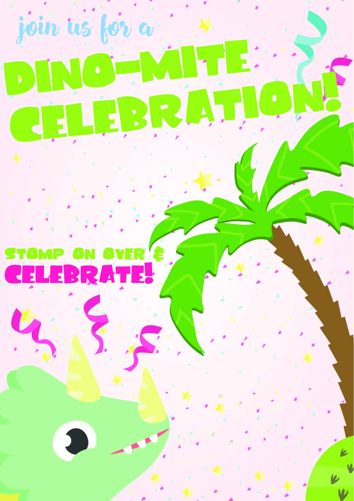 Dinosaur Birthday Invitations Free Printable Party With Unicorns