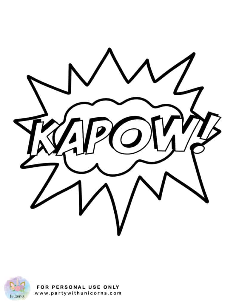 Superhero Coloring Pages - Superhero Actions - Party with Unicorns