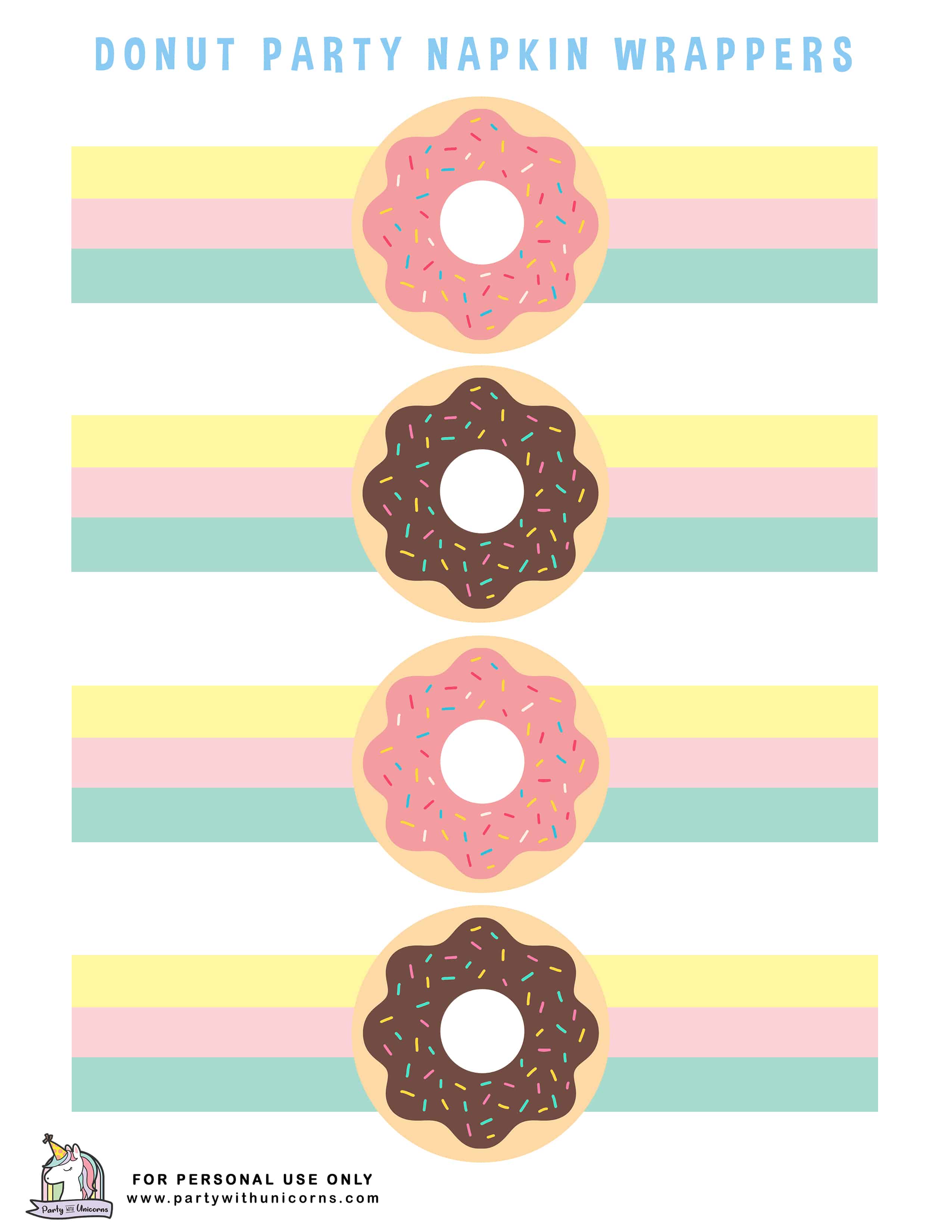 Donut Printables - Free Download - Party with Unicorns