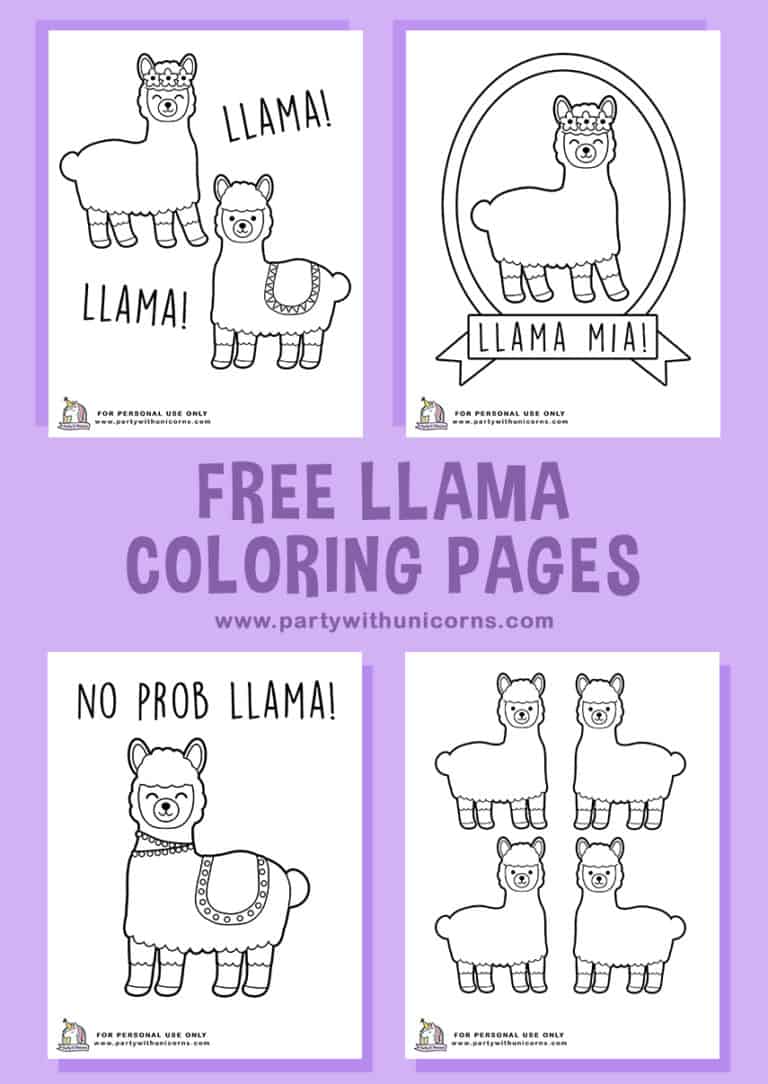 Llama Coloring Pages - Free Download - Party with Unicorns