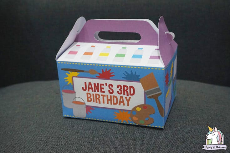 Art Party Favor Box - Free Printable - Party with Unicorns