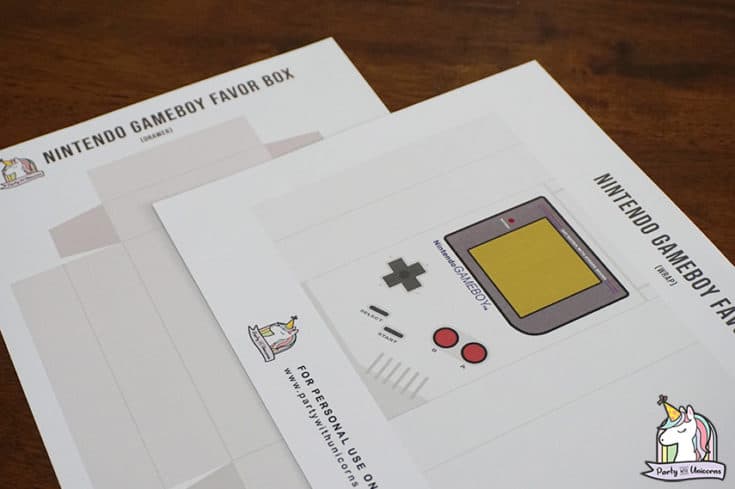 Nintendo Favor Box - Classic Gameboy Template - Party with Unicorns
