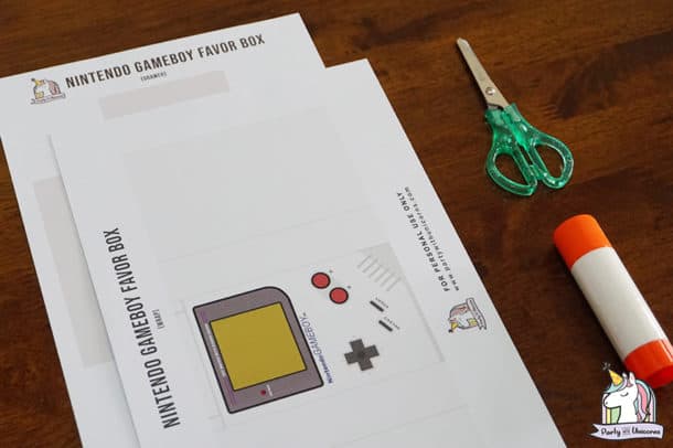 Nintendo Favor Box - Classic Gameboy Template - Party with Unicorns