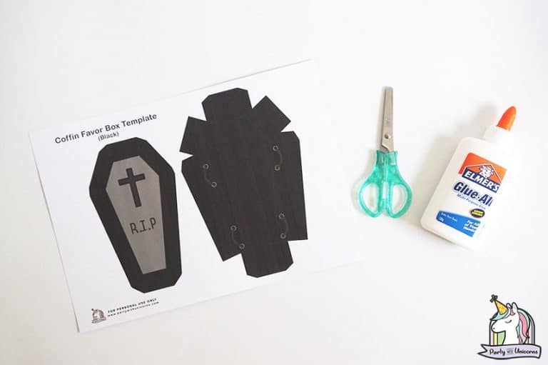 Free Halloween Coffin Favor Boxes Template - Party with Unicorns