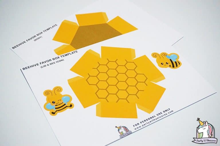 DIY Beehive Favor Box - Free Printable Template - Party with Unicorns