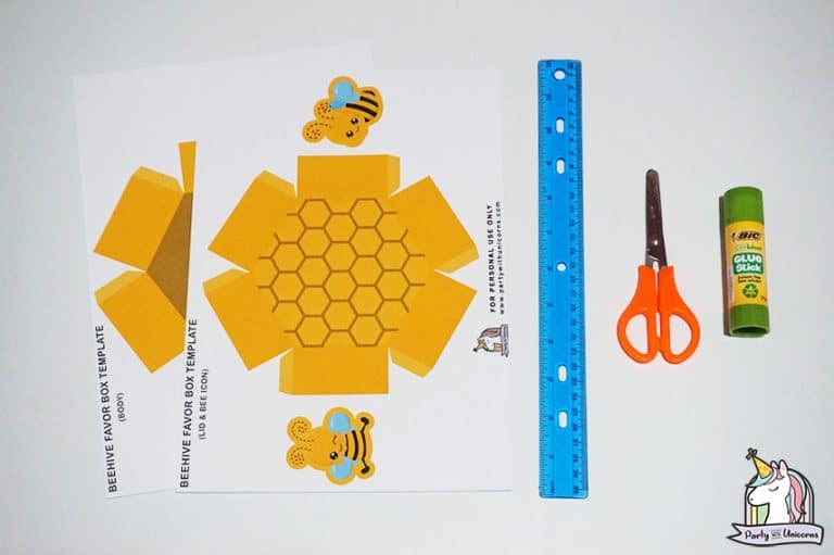 DIY Beehive Favor Box - Free Printable Template - Party with Unicorns
