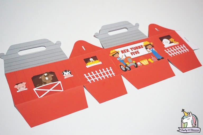 DIY Farm Party Favor Box - with FREE Printable Template - Party with ...