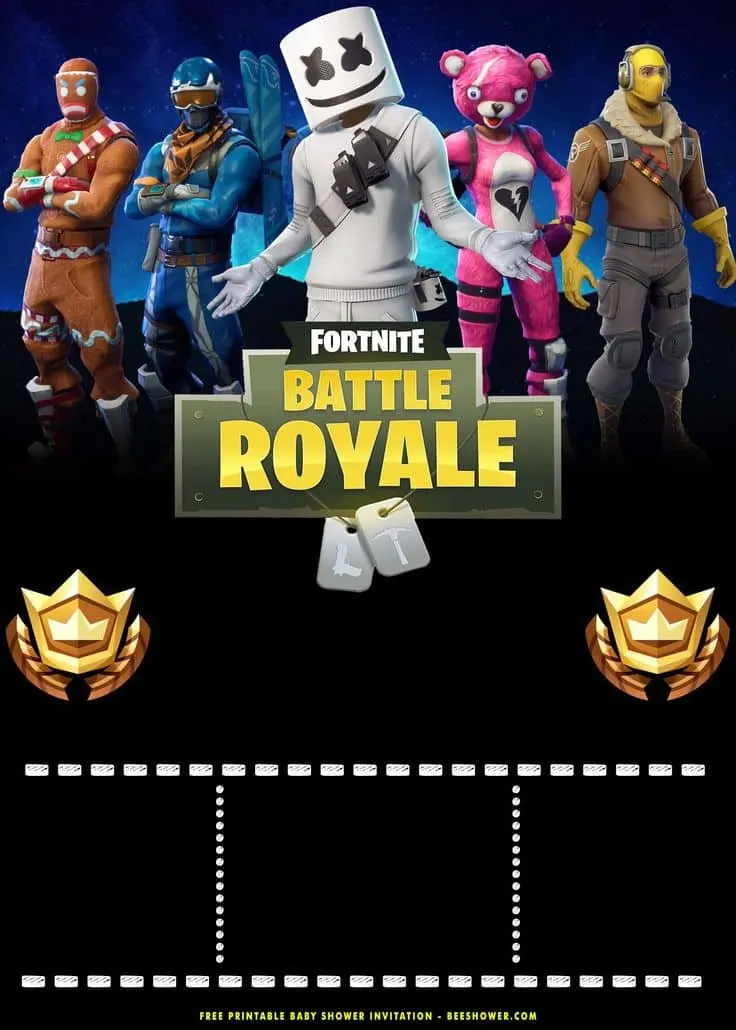 Downloadable Free Printable Fortnite Invitations