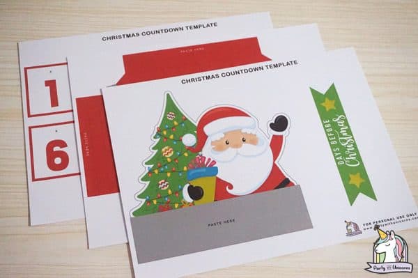 DIY Christmas Countdown Craft - Printable Template - Party with Unicorns
