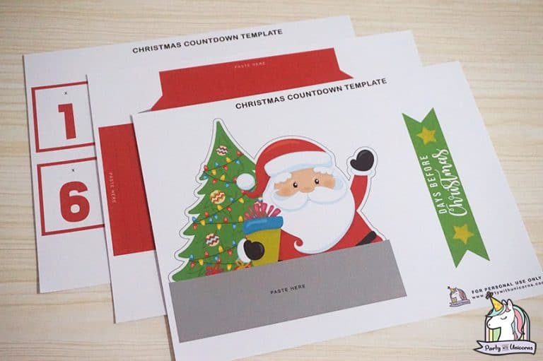 DIY Christmas Countdown Craft - Printable Template - Party with Unicorns