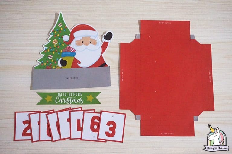 DIY Christmas Countdown Craft - Printable Template - Party with Unicorns