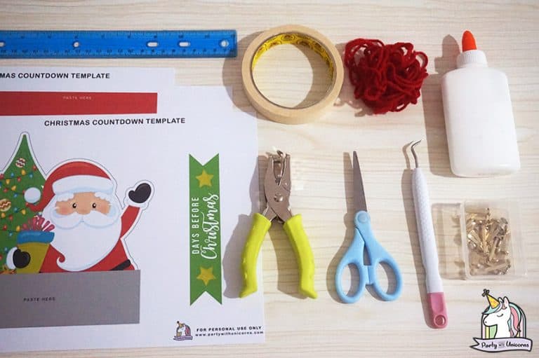DIY Christmas Countdown Craft - Printable Template - Party with Unicorns