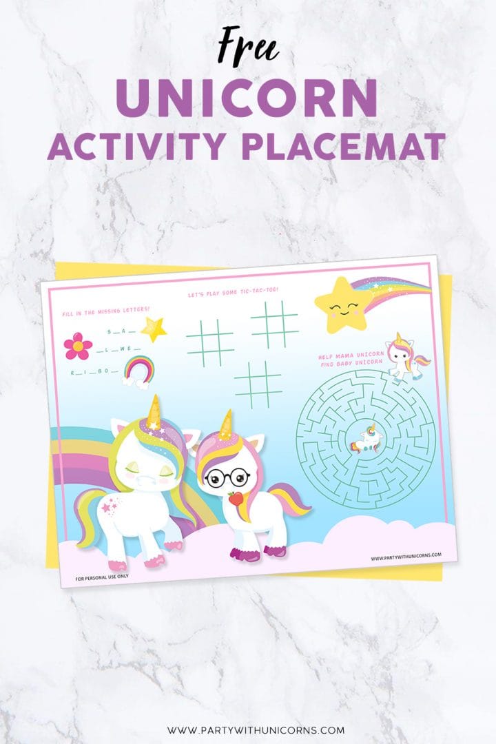 FREE Unicorn Printables (Placemat, Game, and Activity Sheets) - Party ...