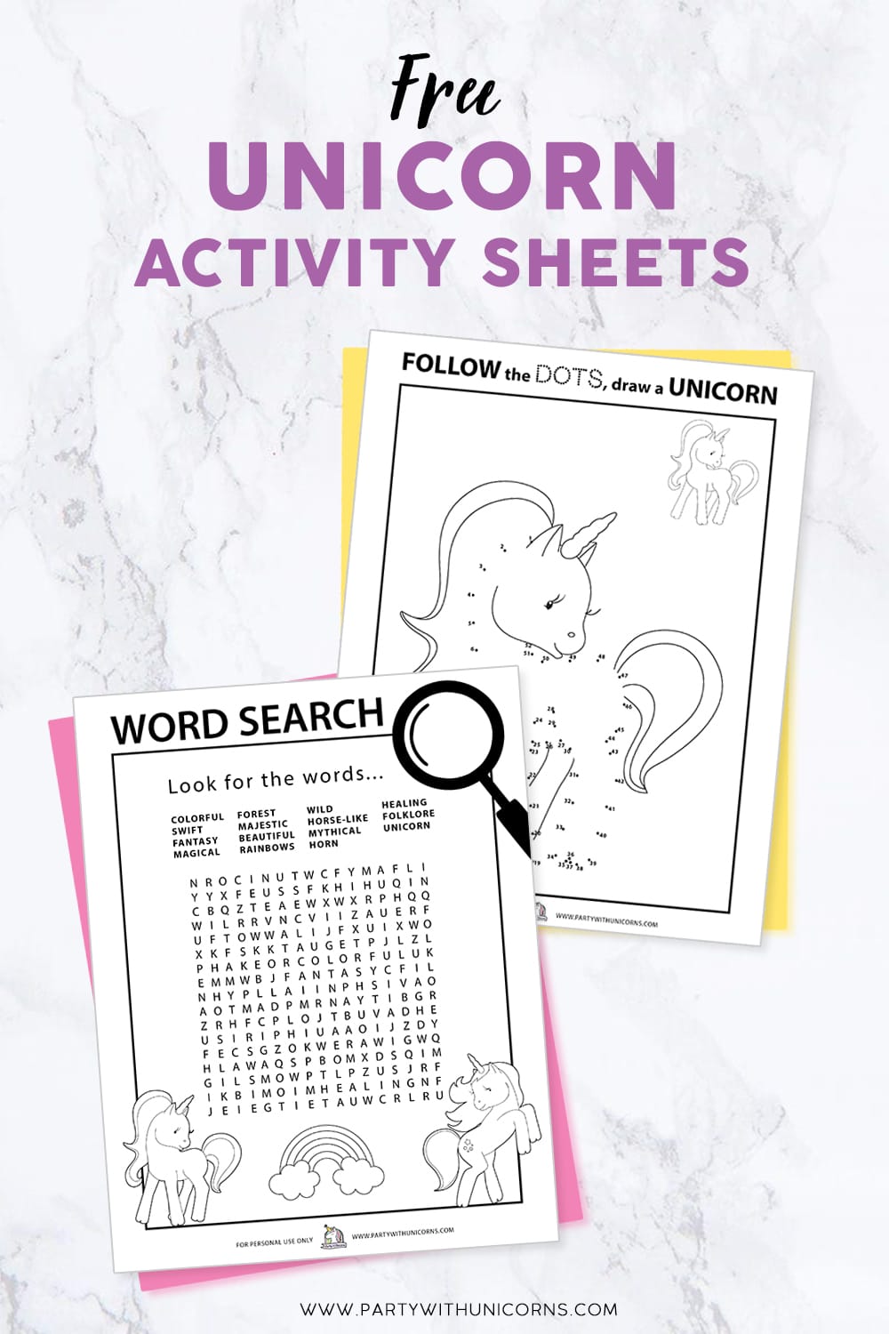 FREE Unicorn Printables (Placemat, Game, and Activity Sheets) - Party ...