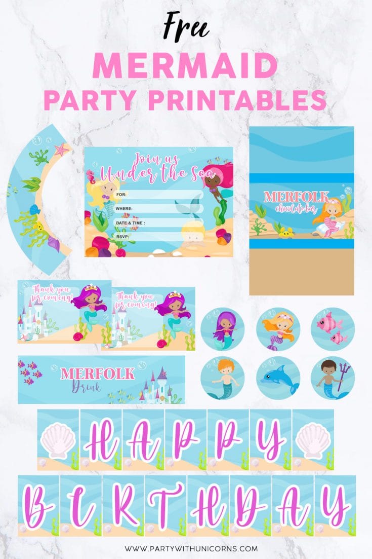 FREE Mermaid Party Printables - Party with Unicorns